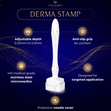Derma Stamp Adjustable 0.25mm-3.0mm 140 Medical Grade S/S Microneedles ...
